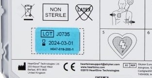 Where are the expiry dates/Lot numbers on my defibrillator consumables?